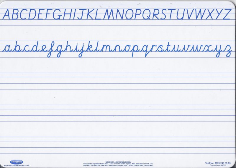 A4 Dry wipe handwriting practice board - cursive - Partners in Education